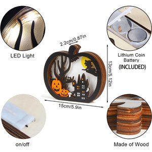 Halloween | Party Supplies | Halloween Wooden Black Table Sign Light Up ...